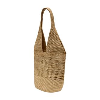 Anine Bing Womens Raffia Knit Hobo Beige