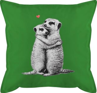 Shirtracer Kissen 50x50 - Ich Liebe Dich Geschenke Erdm&auml;nnchen Paar Geschenk P&auml;rchen Geschenke Liebe I Paare Geschenk - 50 x 50 cm - Gr&uuml;n - mit Herz