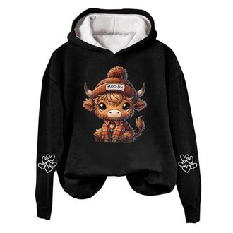 Generic Sweats &agrave; motif vache pour femmes sweatshirts pour femmes imprim&eacute; vache occidentale chemise country western sweatshirt, Noir, 3XL