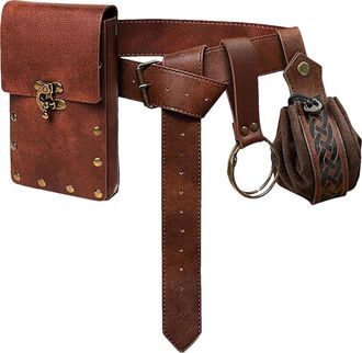 Generico Steampunk - Retro aus PU-Leder, Gothic, Renaissance, Beintaschen mit Kette, Rock-Organizer, Vintage, mittelalterlich, Cosplay, Streetwea, Siehe die Be