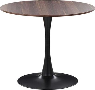 Beliani Beliani - Table de Salle à Manger Industrielle Bois Foncé Ronde mdf Base en Métal 90 cm Boca