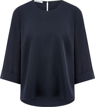 Peter Hahn Bluse Rundhals-Ausschnitt Peter Hahn blau