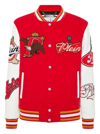 Philipp Plein Bomberjacke im College-Look - Rot