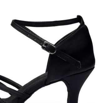 BESTONZON Sandales à Talons Hauts pour Femmes Semelles Souples Cuir PU Satiné Noir Talon 7 CM Taille 41 EU - Chaussures Latines DÉté pour Danse et Soirées