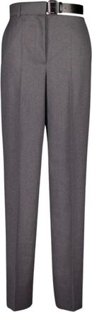 Stella McCartney Femme, Pantalons, Gris, Taille: 36 FR Pantalon Droit en Flanelle Ceintur&eacute;