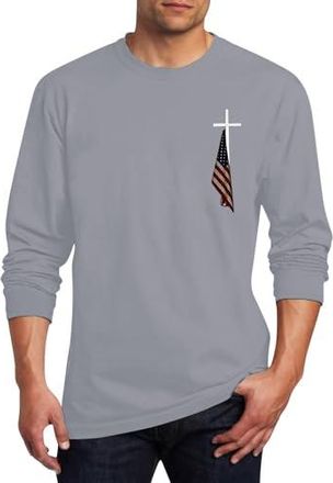 Generic Chemise d&eacute;contract&eacute;e &agrave; manches longues et col rond pour homme, t-shirt graphique l&eacute;ger et respirant, haut confortable pour le printemps et lautomne 20