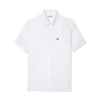 Lacoste Homme, Chemises, Blanc, Taille: 3XL Chemise &agrave; Manches Courtes en Lin Blanc