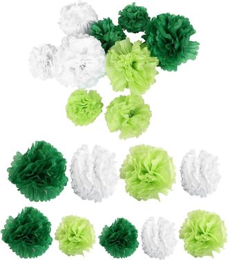 Valiclud Cabilock 24st&uuml;cke Gr&uuml;ne Pompons Aus Seidenpapier Als Blumen F&uuml;r Hochzeiten Und Geburtstage Dekorative Papierpompons F&uuml;r Party-Dekorationen Und Hinterg