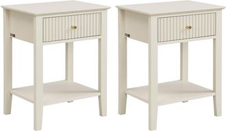 Vente-Unique Nachttisch 2er-Set 1 Schublade & 1 Ablage - MDF - Beige - NIRIVA