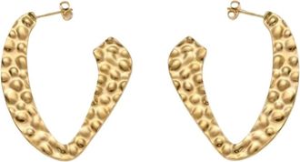 Dansk Copenhagen Ragna Waterproof 18K Gold Plated Hoop - Hammered Stainless Steel - - Accessories - Damen - Gelb - ONE SIZE