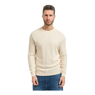 Guess Homme, Pulls, Beige, Taille: XL Pull Ras du Cou avec Logo en Relief