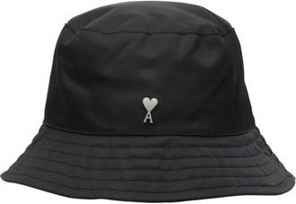 Ami Caps & M&uuml;tzen - Softly Padded Black Bucket Hat With Logo Detail - Gr. 58 - in Schwarz - f&uuml;r Damen