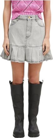 Ganni Femme, Jupes, Gris, Taille: 38 FR Future Denim Pleated Mini Skirt