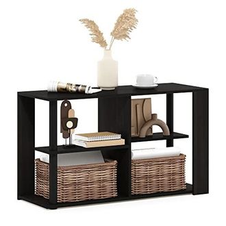 Furinno Romain Tableau Basse avec Étagère, Bois dingénierie, Expresso/Noir, 29,7 (D) x 80 (W) x 46,7 (H) cm