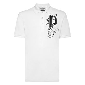 Philipp Plein Homme, Tops, Blanc, Taille: 2XL Polo SS Gothic Plein