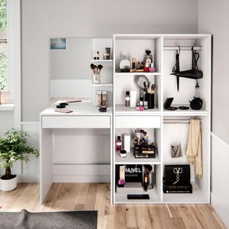 Vicco Coiffeuse Isabelle, Blanc, 60 cm avec armoires