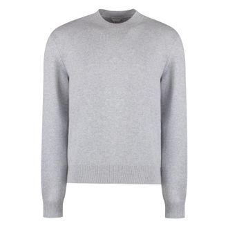 Bottega Veneta Kaschmirpullover mit Lederelementen - - Knitwear - Herren - Grau - M