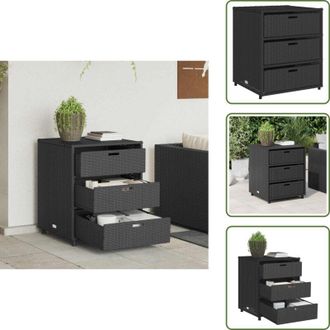 vidaXL The Living Store - Gartenschrank Schwarz 55x59x69 cm Poly Rattan - Outdoor-Schrank - Gartenschrank - Stauraum - Gartenorganisation - Polyrattan