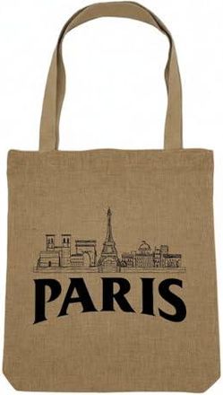 Fabulous Sac Shopping Tote Bag Aspect Lin - Paris Minimalist France Ville Tour Eiffel Louvre - Sac de Courses Toile Epaisse 360g Beige Naturel Cabas Port&eacute; Epau