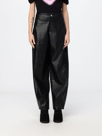 Disclaimer Baggy-Hose aus Kunstleder mit weitem Bein und hohem Bund