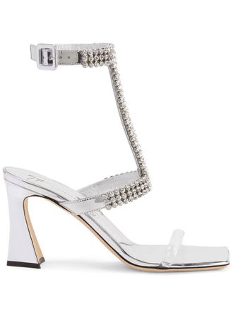 Giuseppe Zanotti Devine Crystal Sandalen 85mm - Silber