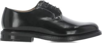 Churchs Flat Lace-Up Shoes In Polished Black Calfskin - Gr. 7_5 - in Schwarz