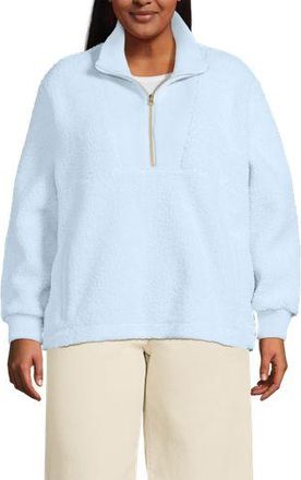 Lands End Teddy-Pullover mit Rei&szlig;verschluss, Damen, Gr&ouml;&szlig;e:48-50 plus, Blau, Polyester, by Lands End