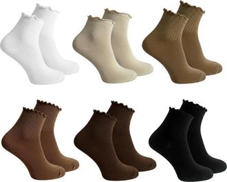 Rainbow Socks Damen Socken - 6 Paar - Schwarz Wei&szlig; Braun - Bequem & Langlebig - Einheitsgr&ouml;&szlig;e