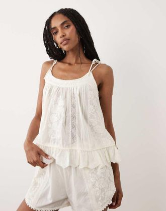 Miss Selfridge Caraco densemble &agrave; broderies - &Eacute;cru-Neutral