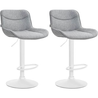 Clp Lot de 2 tabourets de bar Vonore tissu Gris Blanc