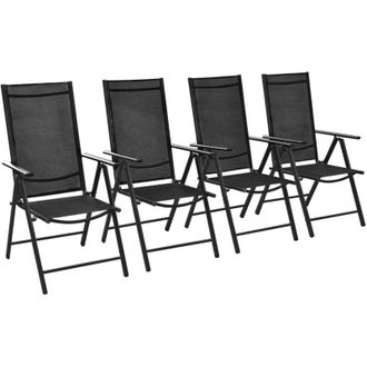 vidaXL Vidaxl - Chaises pliables de jardin 4 pcs Aluminium et textil&egrave;ne Noir