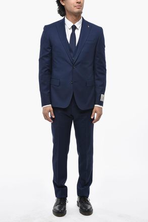 Corneliani CC COLLECTION Dreiteiliger Anzug aus Seidenmischung mit Klappentaschen Corneliani