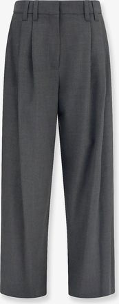 Brunello Cucinelli Stretch virgin wool blend trousers with Monili detail - BRUNELLO CUCINELLI - gender_Woman