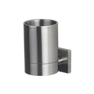 Spirella Kollektion Nyo, Zahnputzbecher mit Sprengrad, 6,5 x 9,5 x 10,5 cm, Edelstahl, matt verchromt