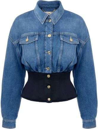 Elisabetta Franchi Damen, Jacken, Blau, 2XLGröße