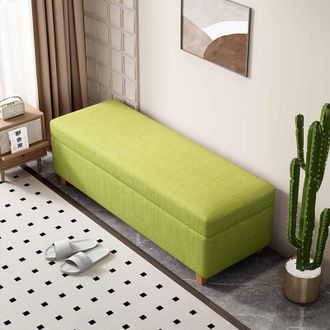 Generic Schuhregalbank Mit Kissen, Ottomanenbank Mit Stauraum Und Hochklappbarem Deckel for Eingangsbereich, Wohnzimmer, Schlafzimmer(Green,60x40x42cm)