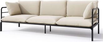 Selsey Worcully - Garten-Sofa 3-Sitzer, wasserabweisend, beige/schwarzes Gestell - Selsey