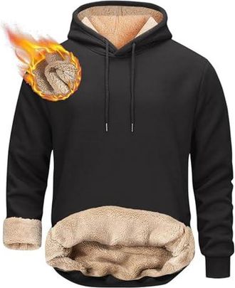 Generic Sweat &agrave; capuche en polaire pour homme | Chandail &eacute;pais et chaud &agrave; manches longues | Sweat &agrave; capuche doubl&eacute; en polaire | Pull &agrave; capuche en polaire ther