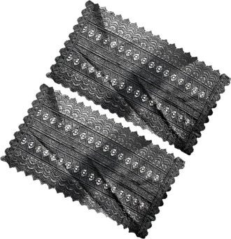 Angoily 2 St&uuml;ck Tischset Franz&ouml;sisches Spitzenplatzset 25X40cm Schwarz Landhausstil Tischdecke Western Stil Festessen Tischdekoration