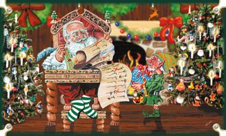 Krebs Glas Lauscha Weihnachtsdeko/Baumschmuck - Adventskalender 24 Anhänger aus Glas - Motiv: Weihnachtsmann mit Liste - Größe der Anhänger: ca 3 cm