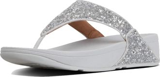 FitFlop Damen Lulu Crystal-Mix Toe-Post Sandale, Silber, 43 EU