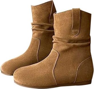 Generic Tongs de couleur unie pour femme, bottes dhiver chaudes en coton doubl&eacute;es de polaire, chaussures d&eacute;contract&eacute;es &agrave; enfiler avec semelle souple, pantoufl