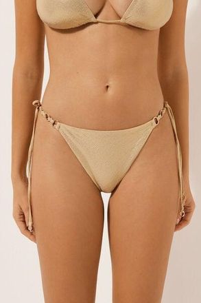 Calzedonia Brazilian-bikinihose Mit Schmalen B&auml;ndchen Gold Waves Braun
