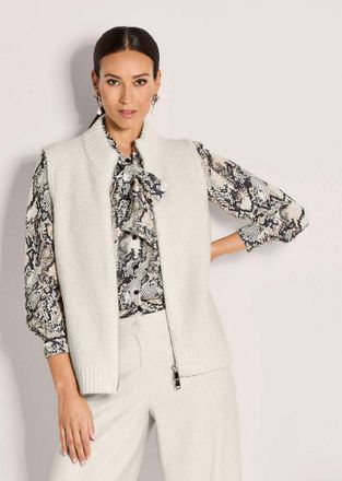 Madeleine Strickjacke Modische Weste mit Grobstrick-Design &Auml;rmellos, Stehkragen, Zwei-Wege-Zipper