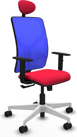 Piqueras y Crespo Stuhl f&uuml;r Call Center mit 1D-Armen, h&ouml;henverstellbarer Lendenwirbelst&uuml;tze und festem Kopfteil, ausgestattet mit 3 Positionen und Schneidschaum, Blau/R