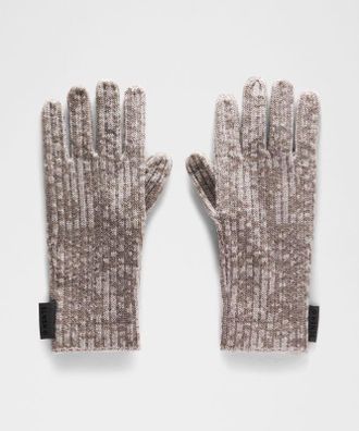 lululemon Handschuhe aus gerippter Merinowolle SLNSH Kollektion - Gr&ouml;&szlig;e XS in From Afar Knit Jacquard Sheer Oak Muli