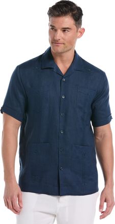 Cubavera Herren Guayabera-Hemd, 100% Leinen, kurz&auml;rmelig, Knopfleiste, Vier Taschen, Camp-Kragen, Biesen-Detail, leicht, Titan, L