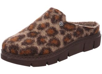 Rohde Damen Pantoffel Filz Hausschuh Leoparden Muster Plateausohle Firenze 6101, Gr&ouml;&szlig;e:37 EU, Farbe:Braun
