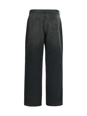 Maison Margiela Mens Double-Dye Workwear Pants Black + Spots Cotton Trousers