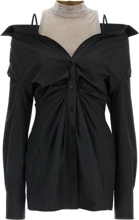 Giuseppe Di Morabito Femme, Robes, Noir, Taille: 38 FR Mini-robe en popeline orn&eacute;e de strass